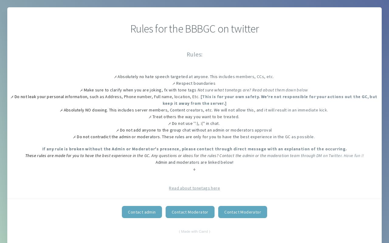 Rules for the BBBGC